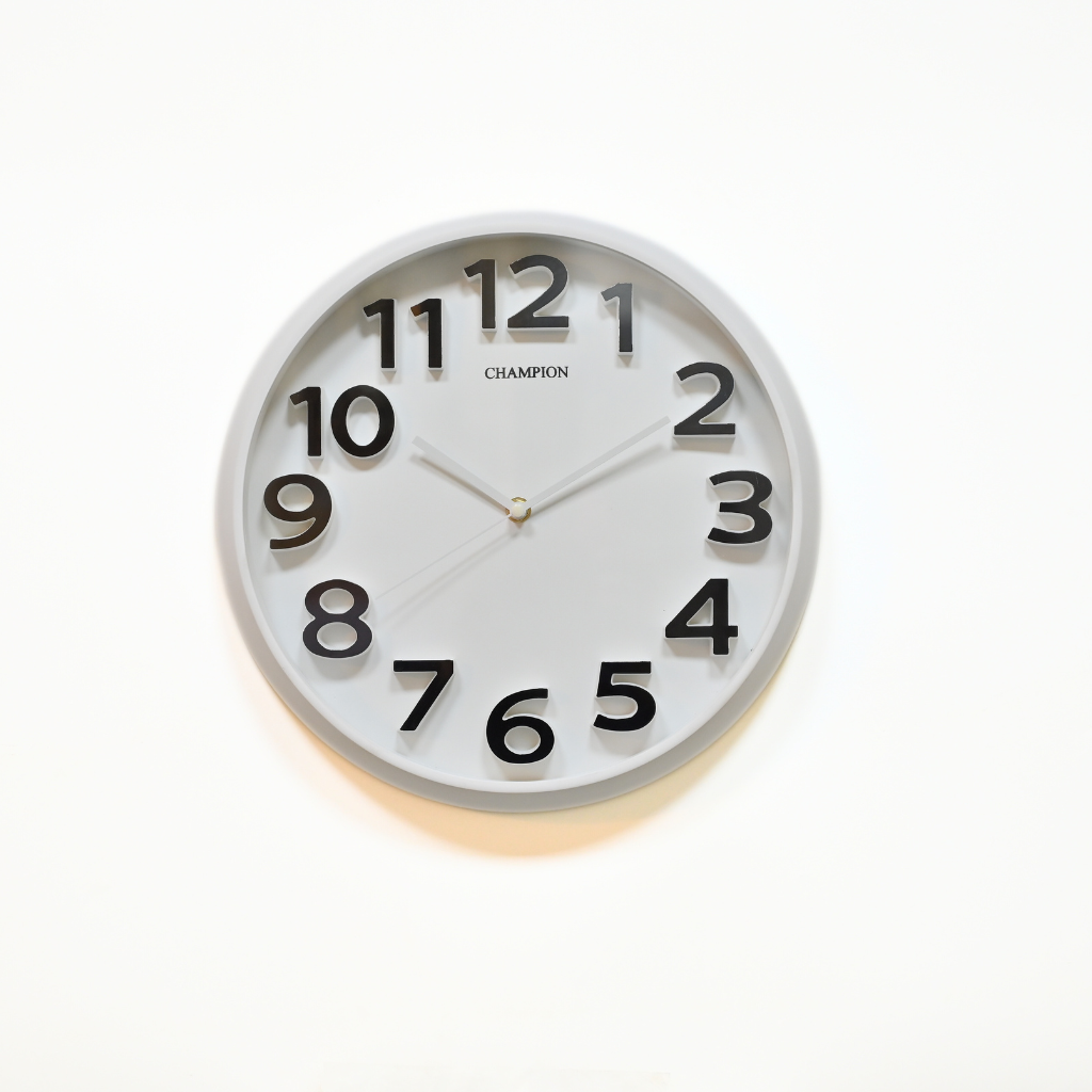 Champion White Office Look Bold Figure Wall clock – Amms Watches and Clocks