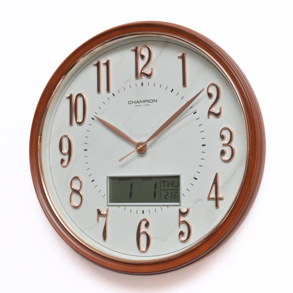 Champion Non Ticking Wall Clock With LCD – Amms Watches and Clocks